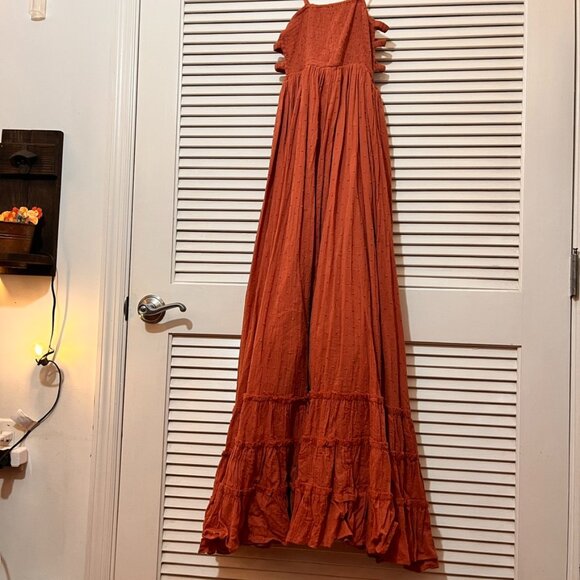 Dresses | Lulus Rust Halter Neck Smocked Maxi Dress Xs Red | Poshmark